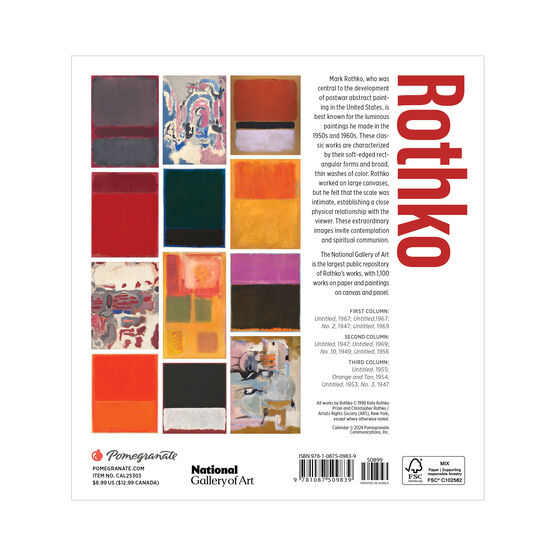 Mark Rothko 2025 mini wall calendar | Calendars | Tate Shop | Tate