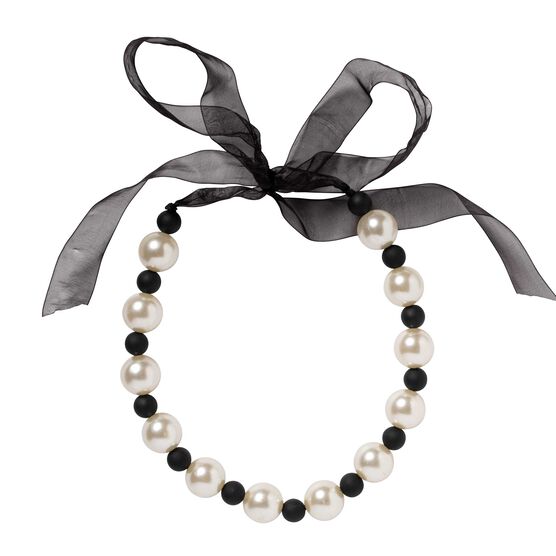 Black & pearl beaded ribbon necklace | Fashion | Tate Shop | Tate